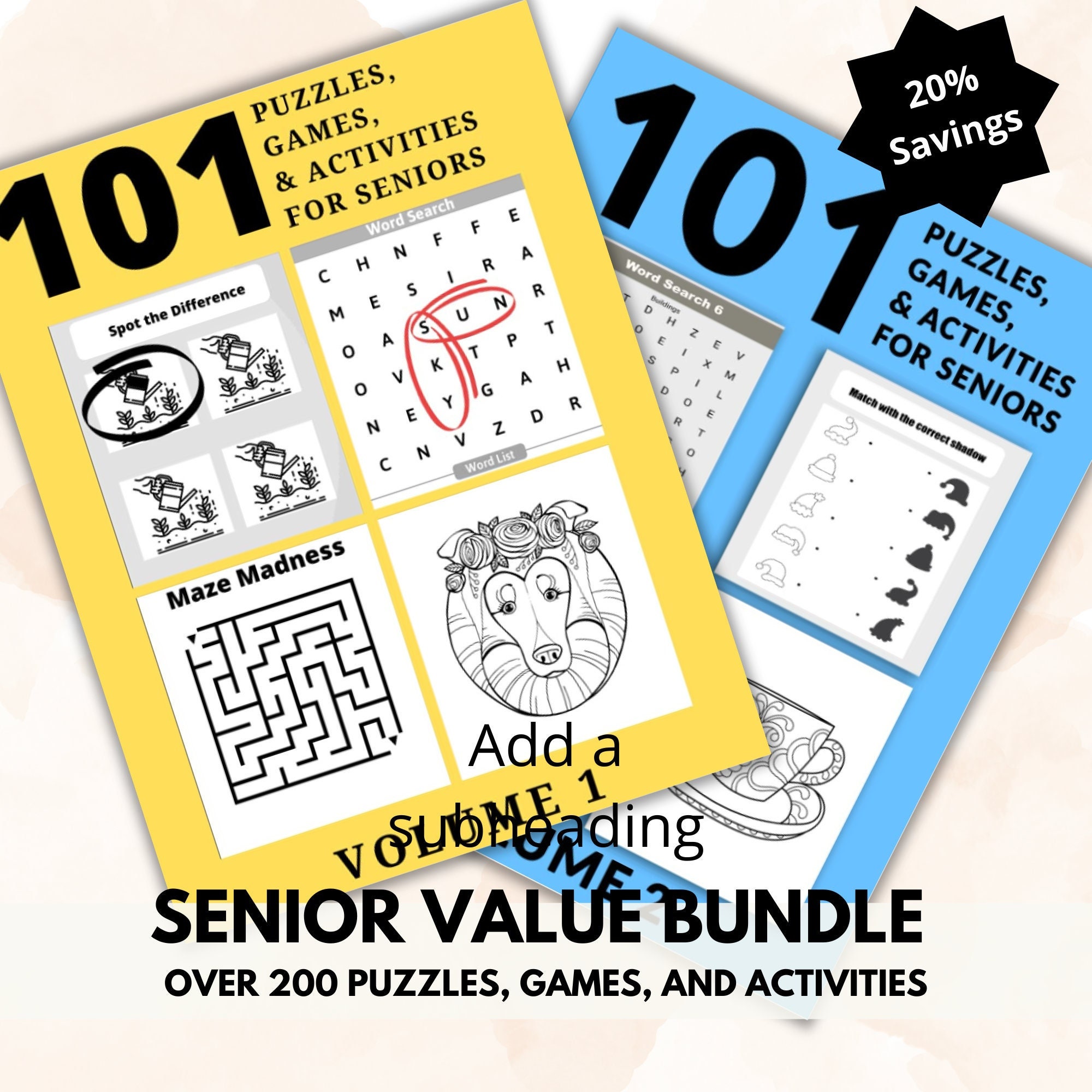 200 value Bundle of Puzzles, Games, and Activities for Seniors With ...