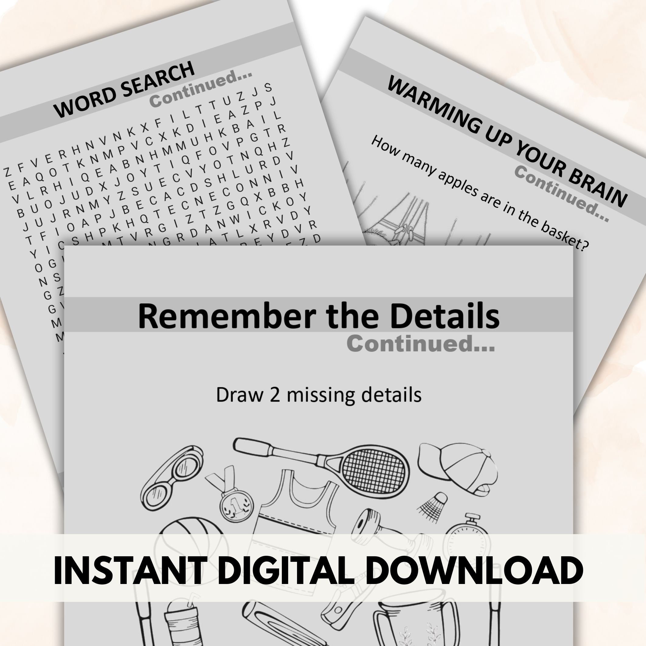 100 Brain Games Large Print Memory Loss Activities for - Etsy