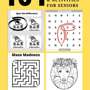 101 Puzzles Activities for Seniors Large Print, Fun, Easy Activities ...