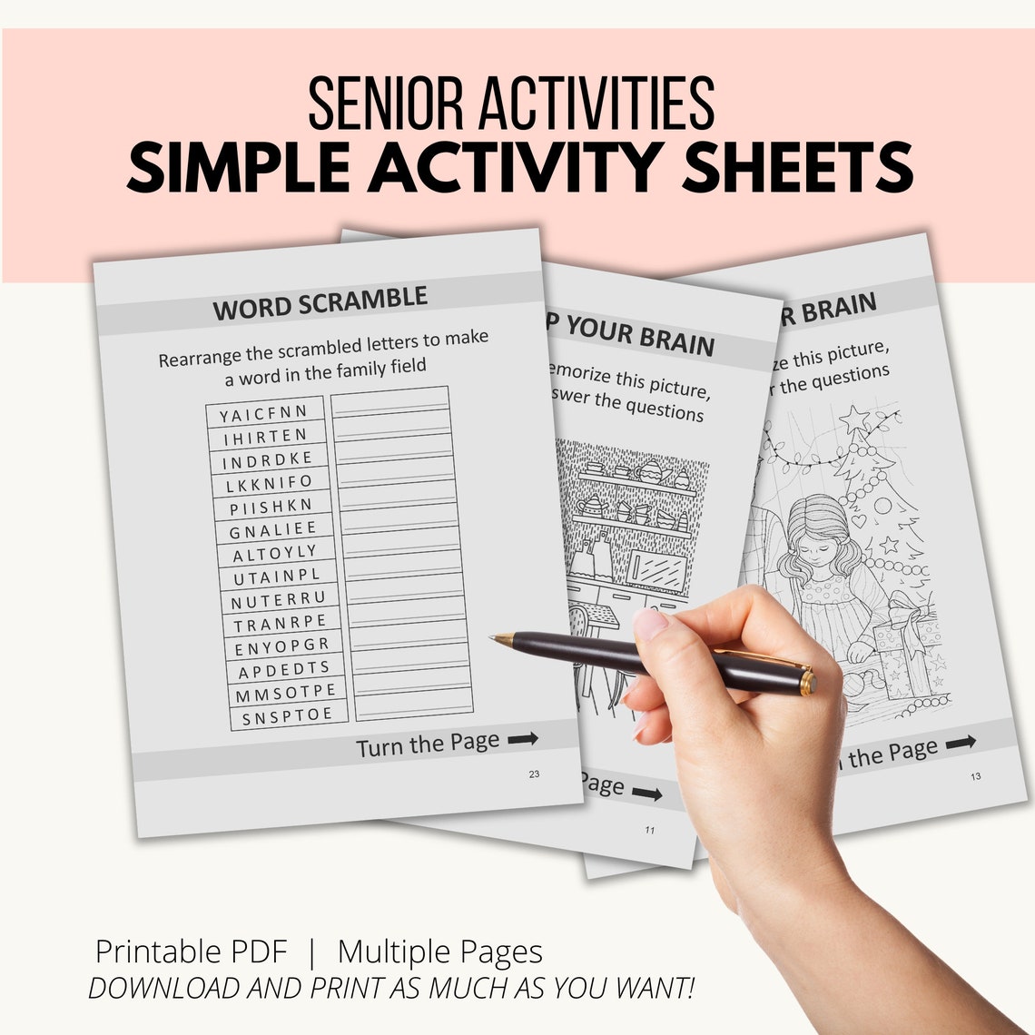 100 Themed Large Print Activities for Seniors With Mild to Moderate ...