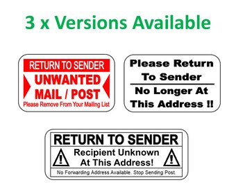 Return to Sender Stickers - Etsy UK