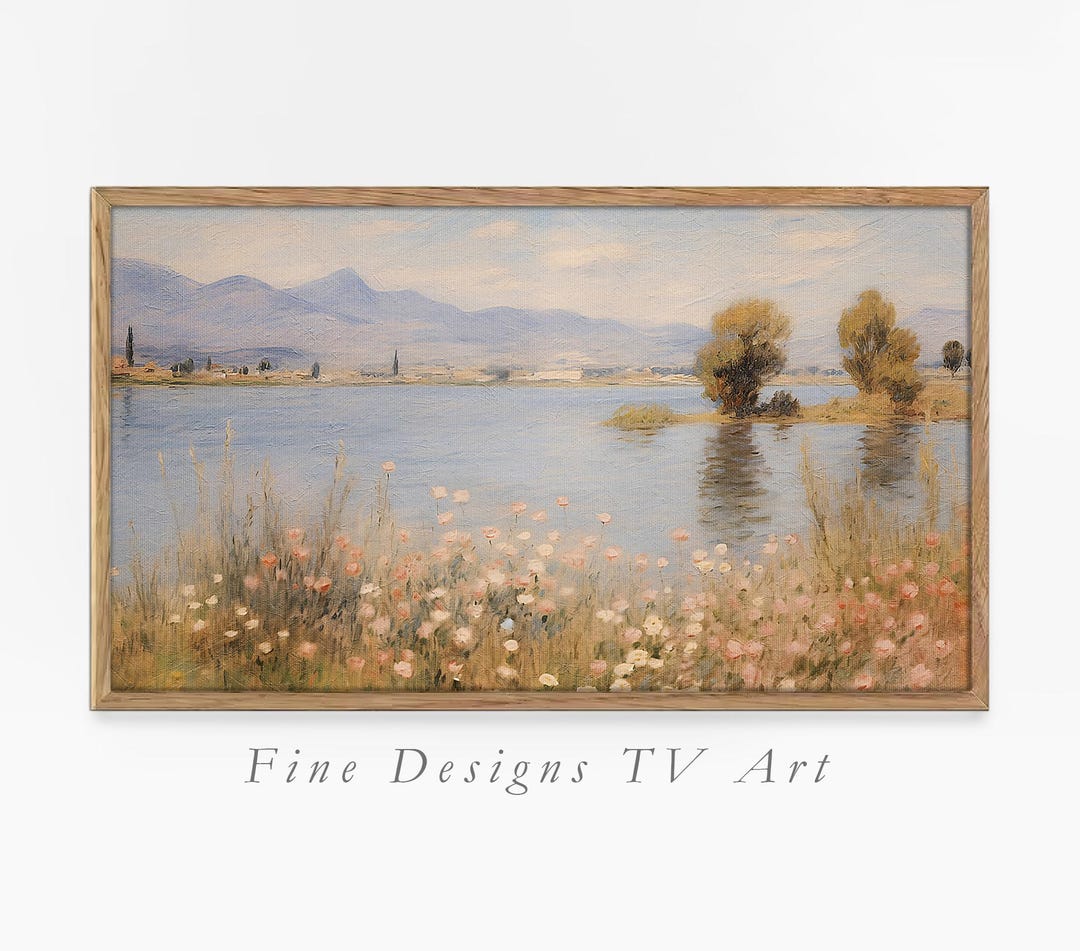 Impressionist Lake Landscape Digital Download, Wildflowers & Trees ...