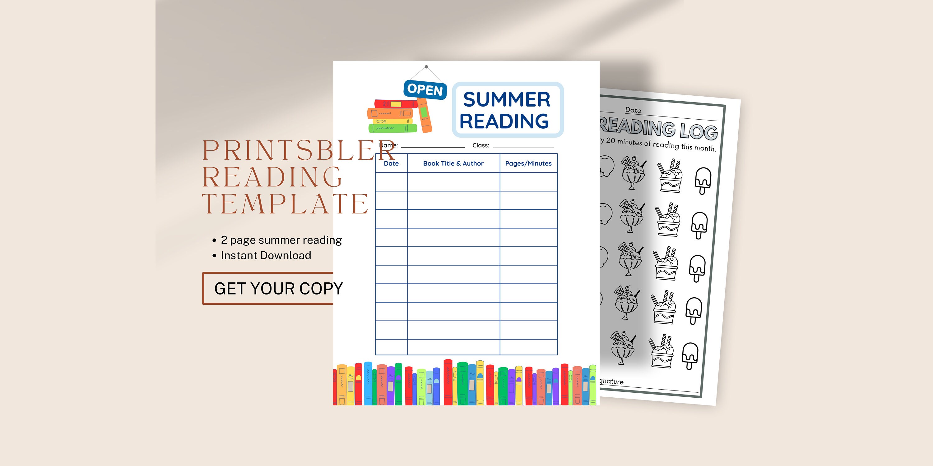 Summer Reading Log for Kids Summer Reading Chart Printable Book Tracker ...
