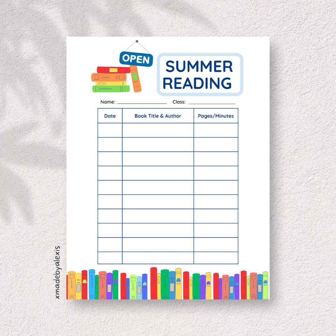 Summer Reading Log for Kids | Summer Reading Chart | Printable Book ...