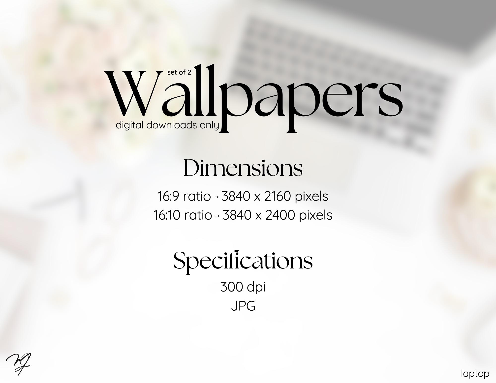 Botanical Digital PC Wallpaper Watercolor Neutral Aesthetic Laptop ...