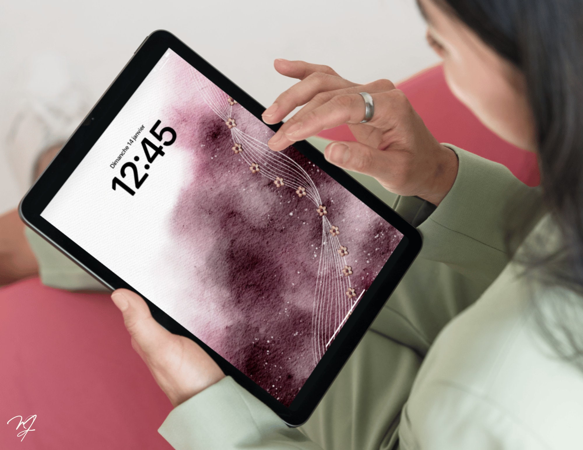 Set of 2 Watercolor Purple Gradient Backgrounds Burgundy Splashes Ios ...
