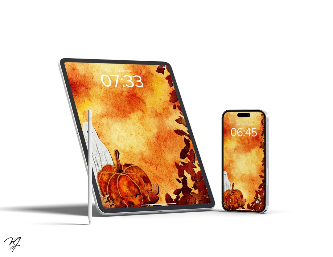 Halloween Spooky Ios Wallpaper, Digital Download, Set of 2 Pumpkin ...