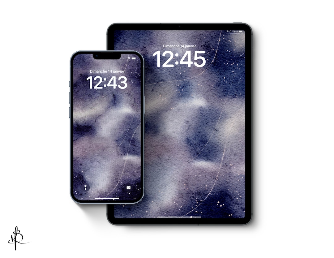 Ios 17 iPad Wallpaper, Blueart Navy Blue Ios Aesthetic Splash ...