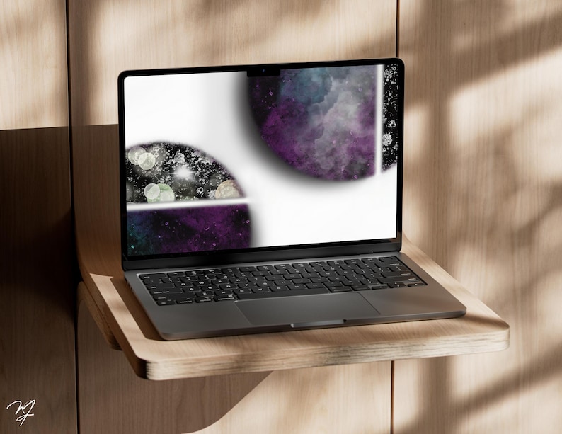 Celestial Digital Planets 4K Wallpaper Purple Laptop Background MacBook ...