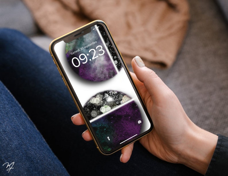 Purple Celestial Sky Wallpaper, Gradient iPhone Lockscreen Wallpaper, Instant Download, Cloudy ...