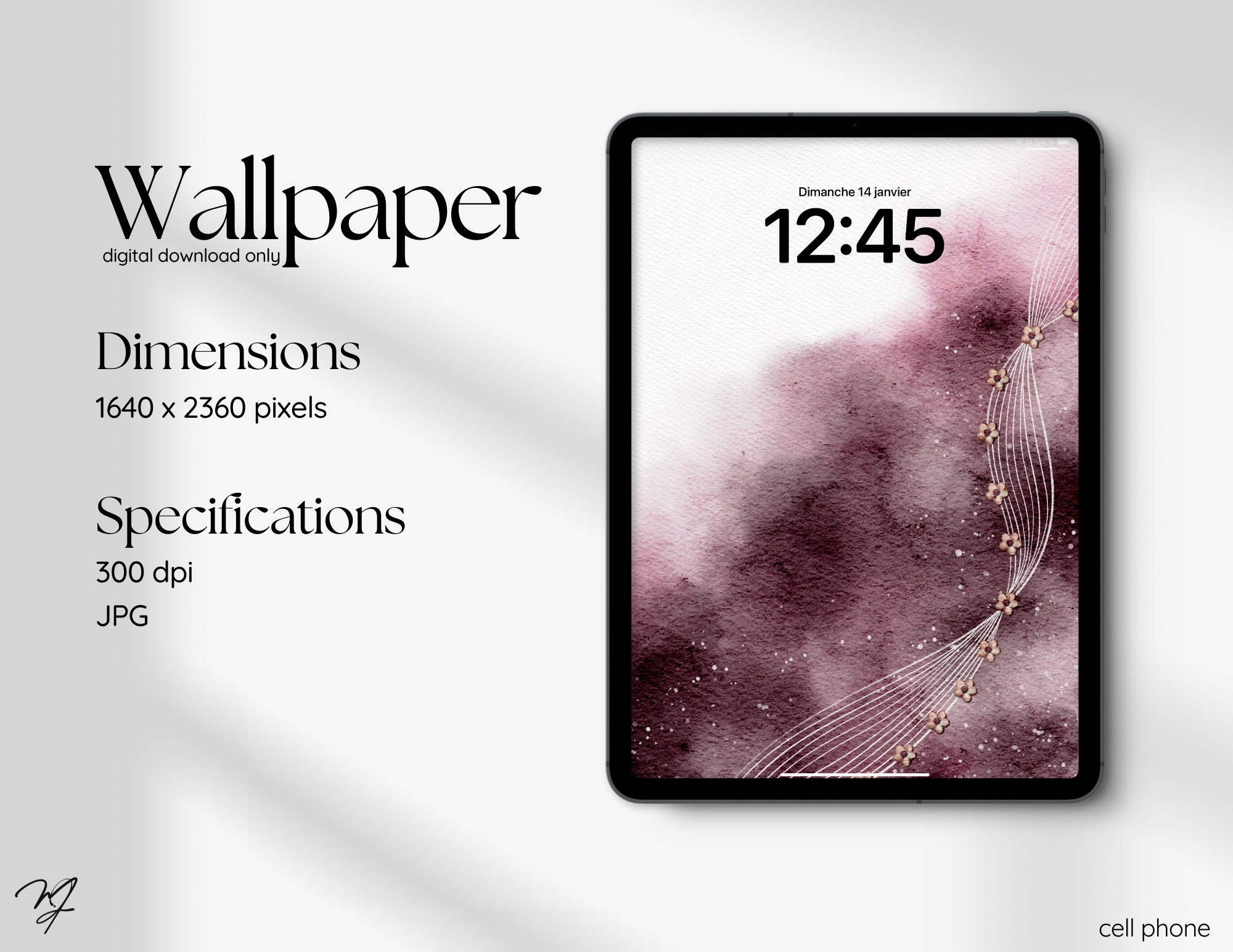 Set of 2 Watercolor Purple Gradient Backgrounds Burgundy Splashes Ios ...