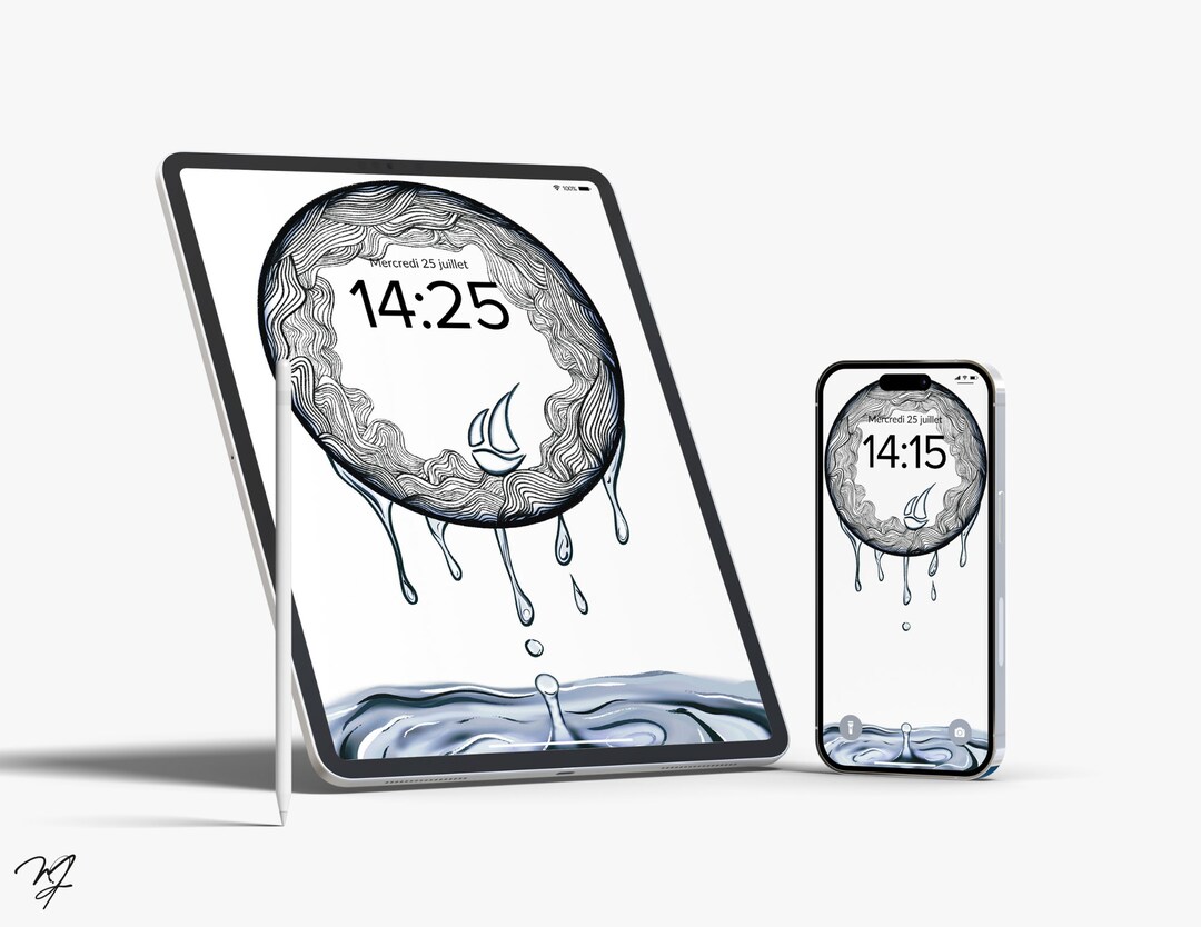 Set of 2 Ios Wallpaper of Nautical Art, Sailboat Mobile Wallpapers ...