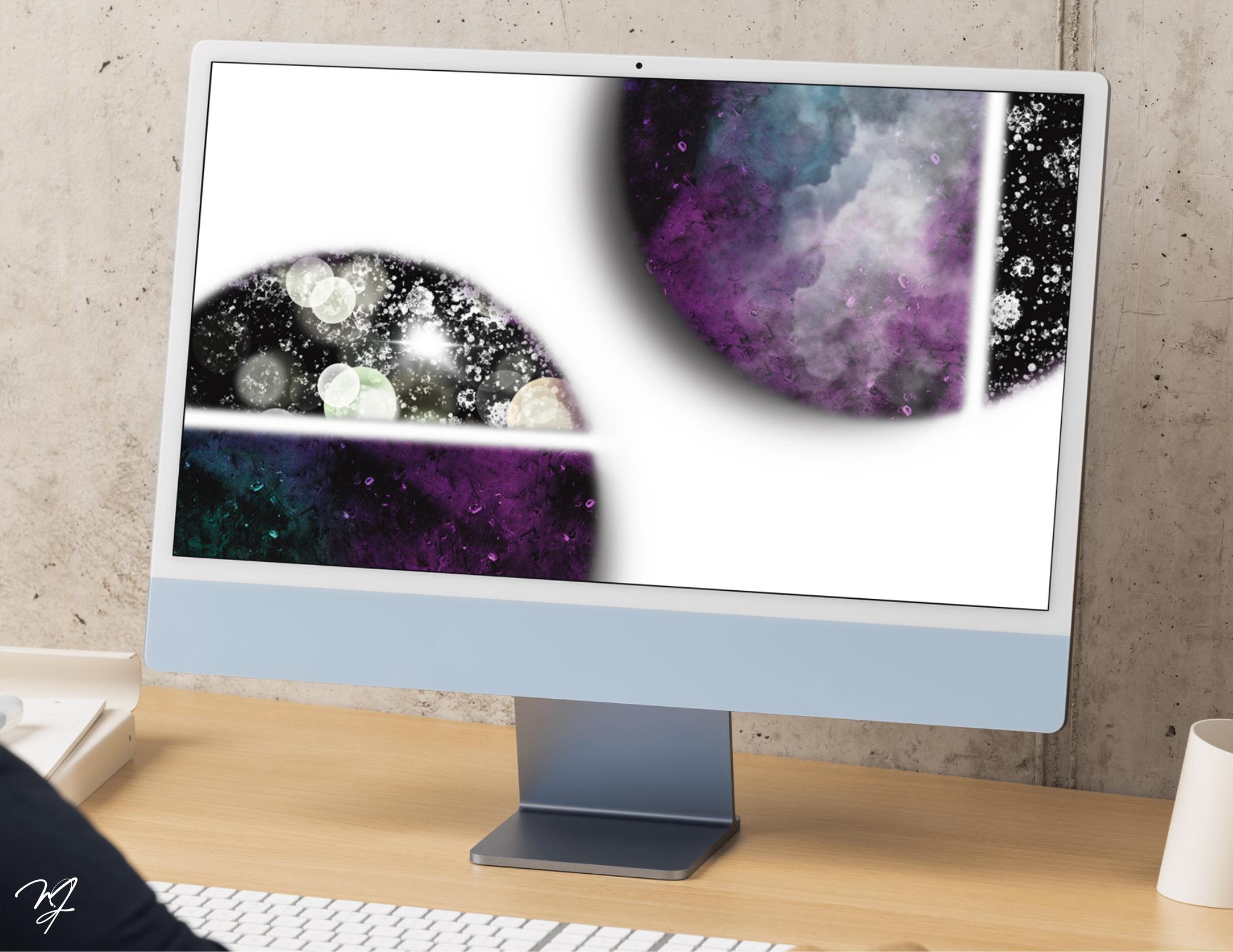 Celestial Digital Planets 4K Wallpaper Purple Laptop Background MacBook ...