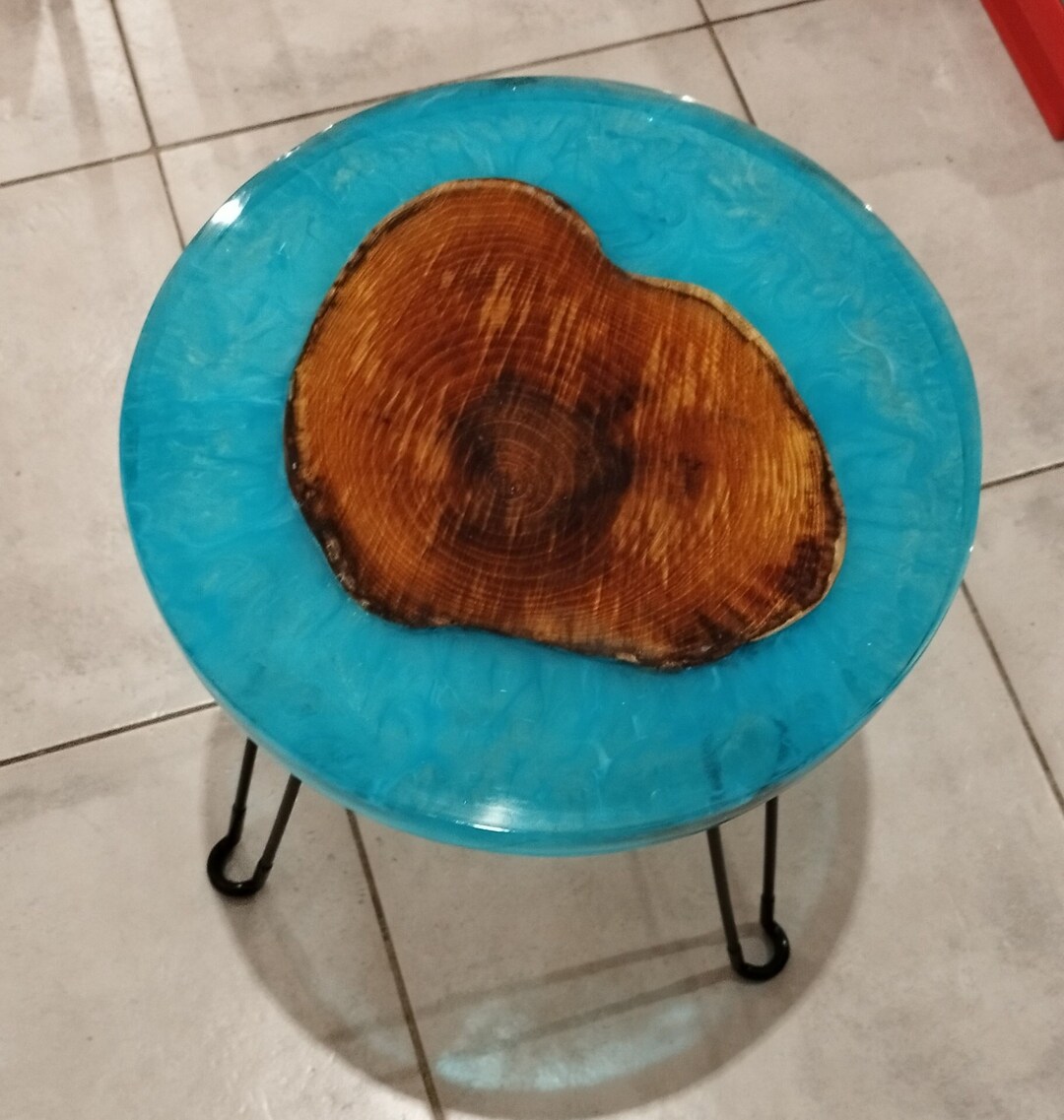 Stool / Mini Coffee Table in Epoxy Resin and Wood - Etsy