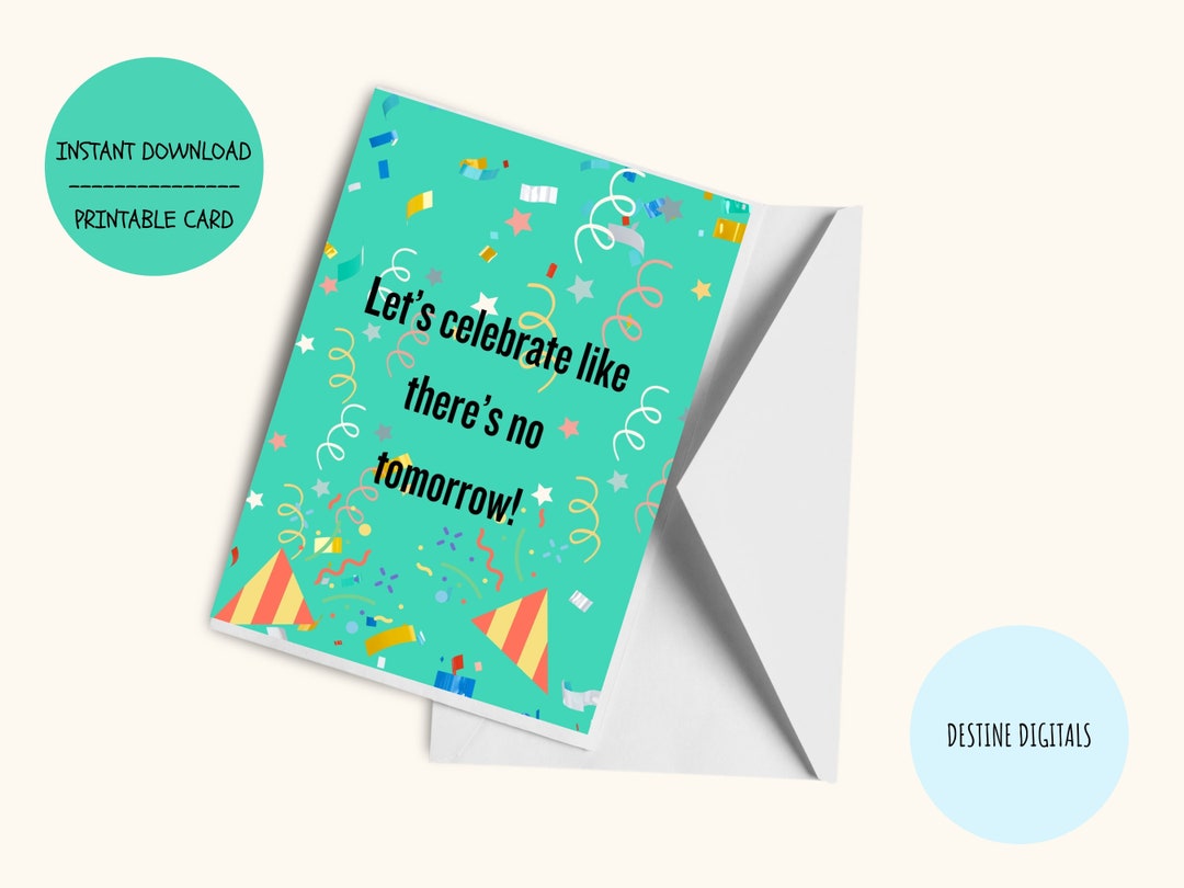 Birthday Card, Let's Celebrate, Printable Card, Instant Download ...