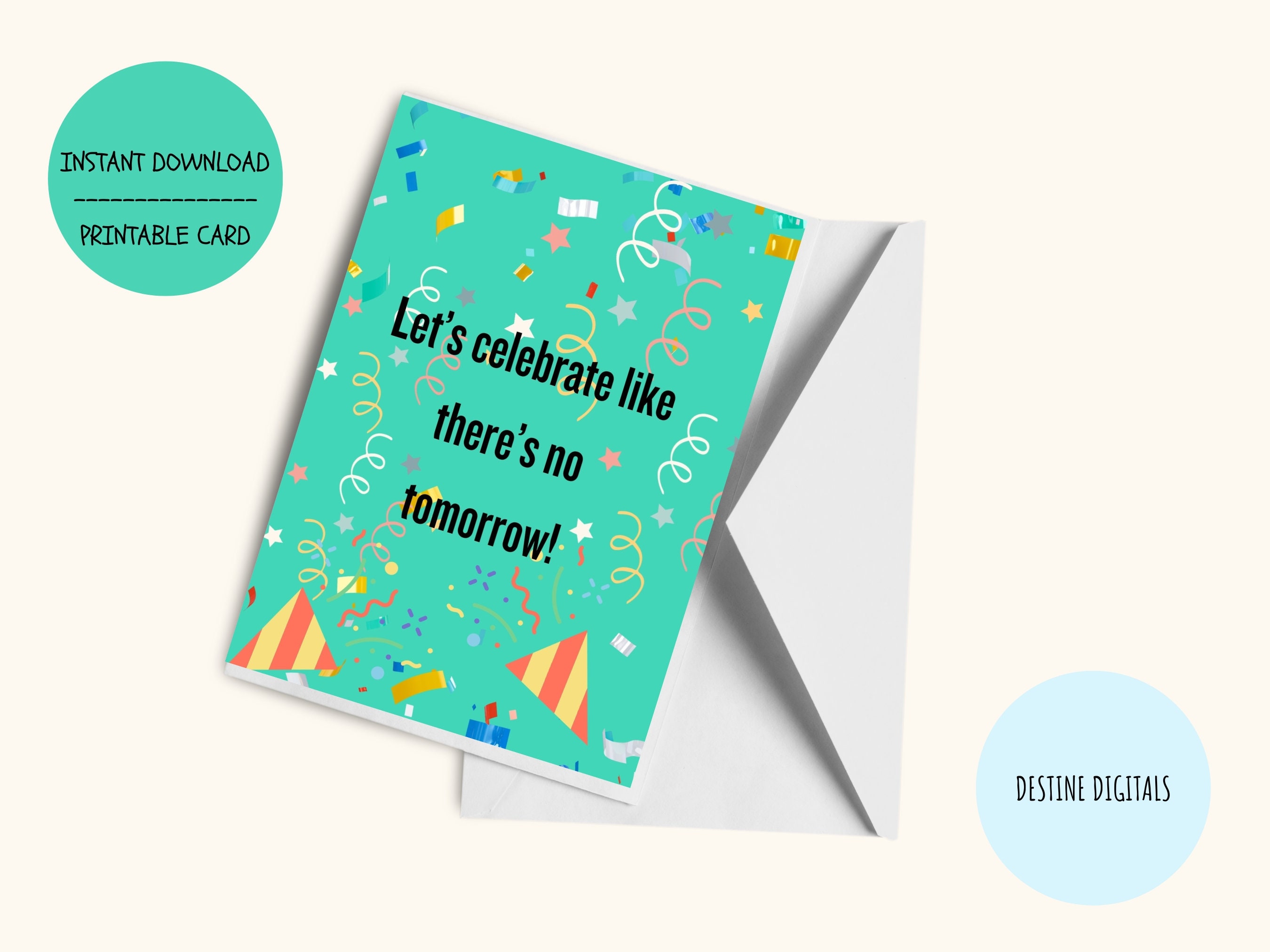 Birthday Card, Let's Celebrate, Printable Card, Instant Download ...