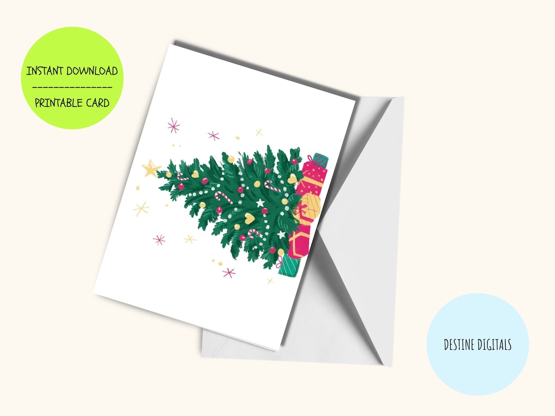 Christmas Tree Card, Email Christmas Card, Instant Download, Printable ...