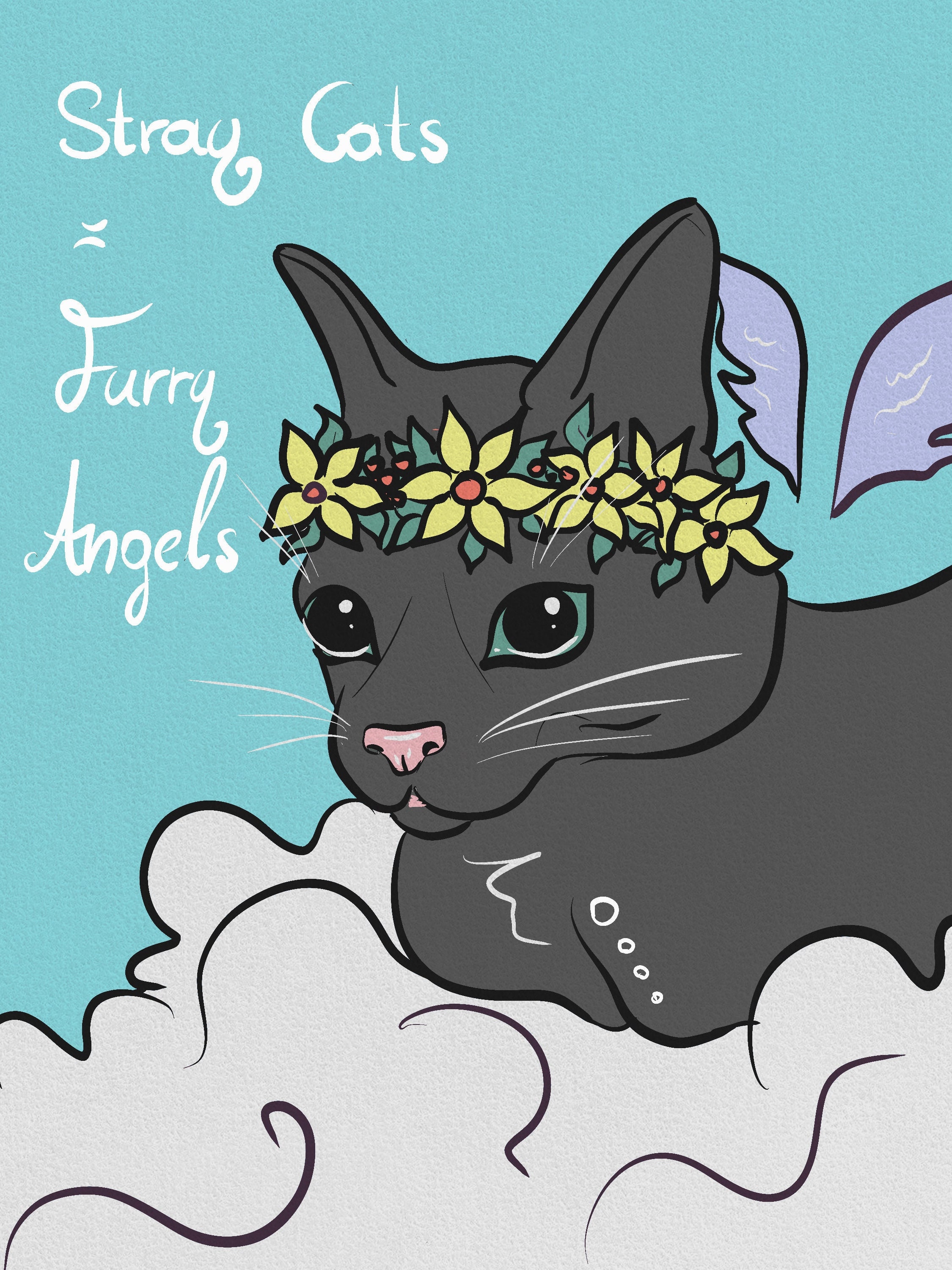 Stray Cats Furry Angels, Vegan Art, Digital Download - Etsy