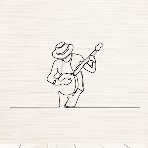 Minimalist Banjo Player Art Svg Dxf Png Eps Pdf Jpg Instant Digital ...
