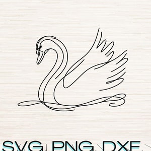 Minimalist Single Swan Line Art Svg Dxf Png Instant Digital Download ...