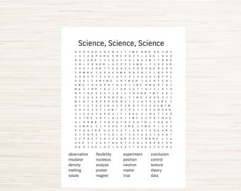 Science Word Search, Printable, Instant Download, PDF - Etsy