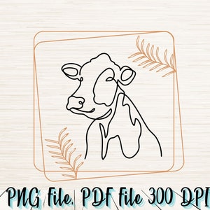 Minimalist Cow in Frame Art PNG File | Instant Digital Download ...