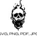 Skull Decal Outline | Skull Svg Png Jpg Pdf Vector Instant Digital ...