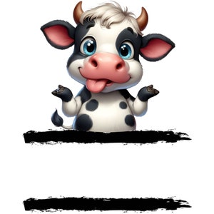 Split Monogram Cute Dairy Cow PNG JPG Instant Digital Download, Name ...
