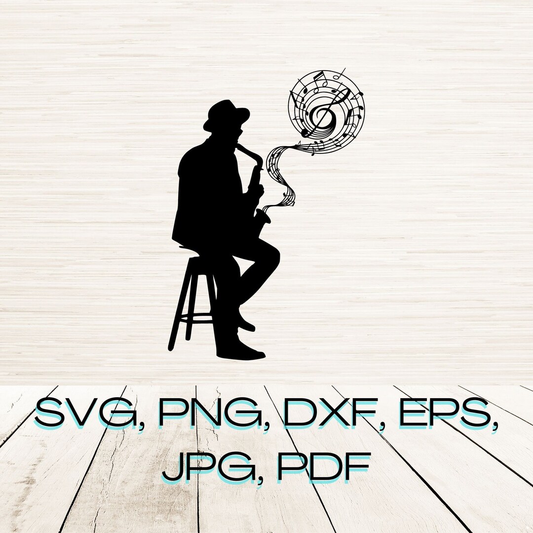 Saxaphone Player Svg Dxf Png Eps Instant Digital Download | Outline ...