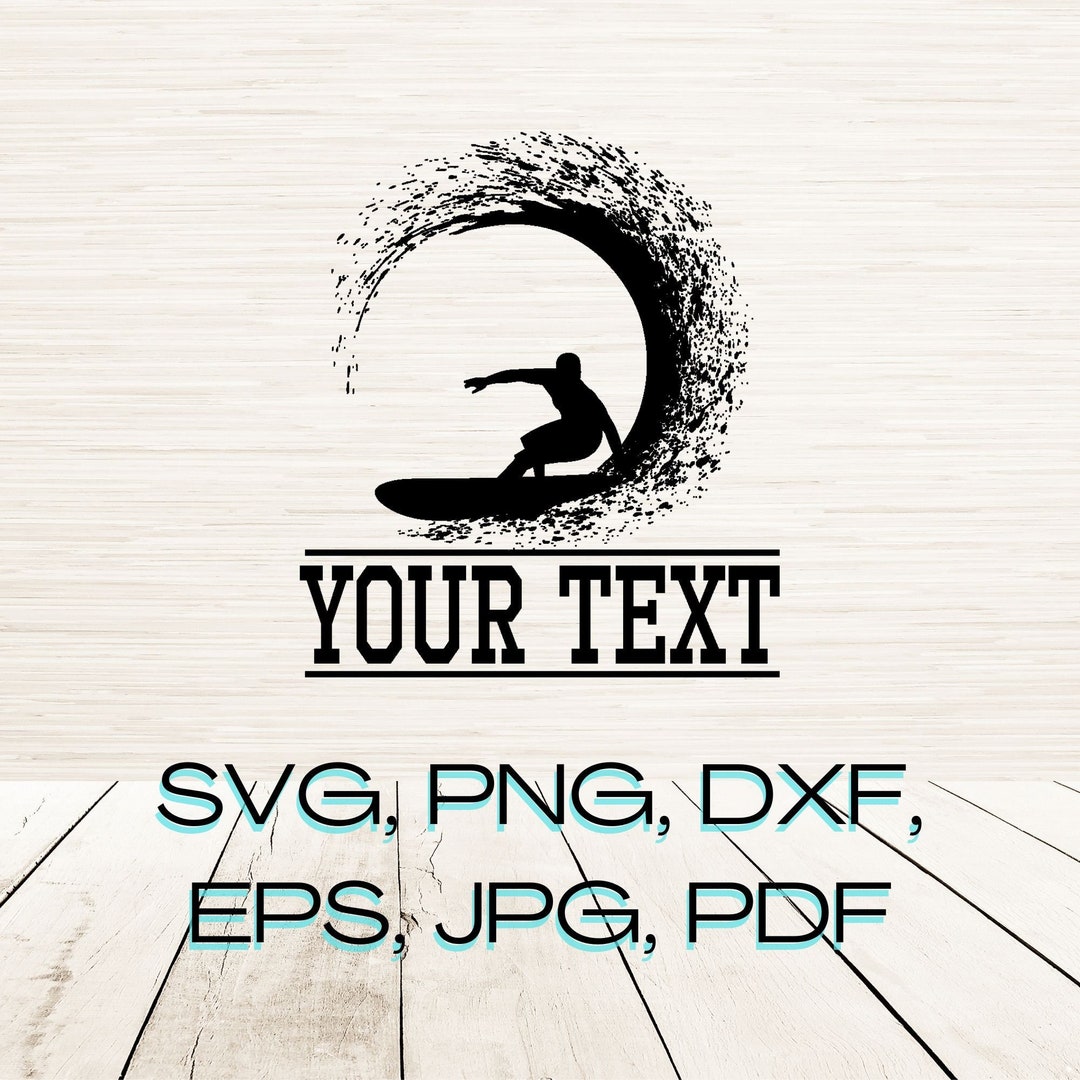Split Monogram Big Wave Surfer Silhouette Svg Dxf Png Instant Digital ...