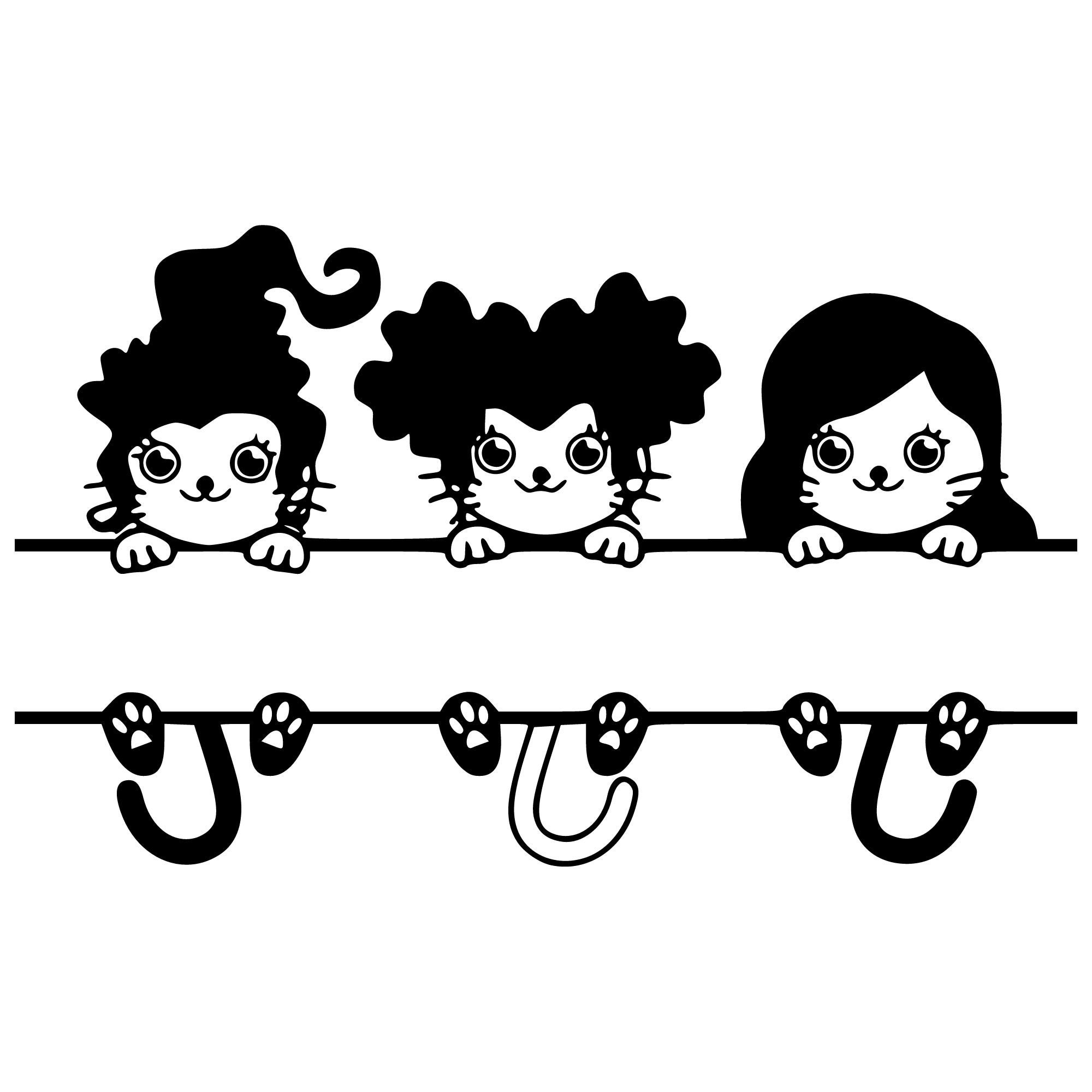 Split Monogram Cartoon Cats Art Svg Dxf Png Eps Instant - Etsy