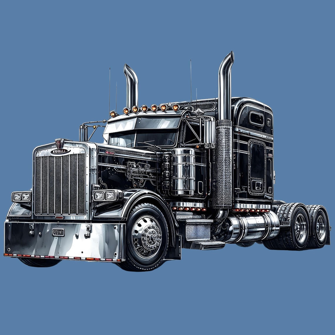 Watercolor Peterbilt 379 Semi Truck PNG JPG Instant Digital Download ...