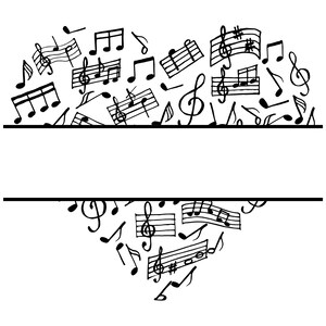 Split Monogram Music Notes Silhouette Svg Png Instant Digital Download ...