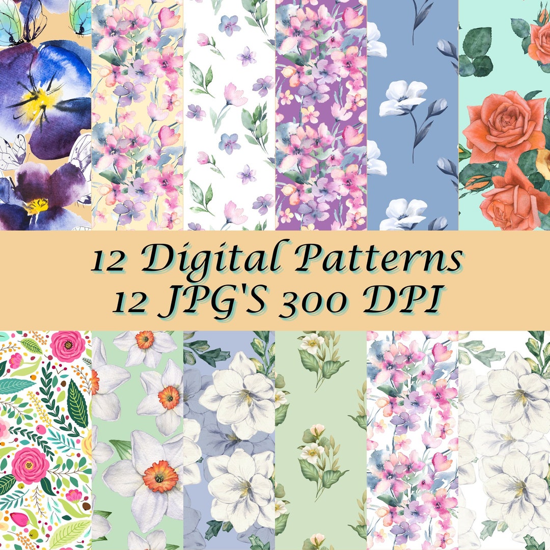 Floral Digital Paper Designs | Digital Backgrounds | Scrapbook Paper ...