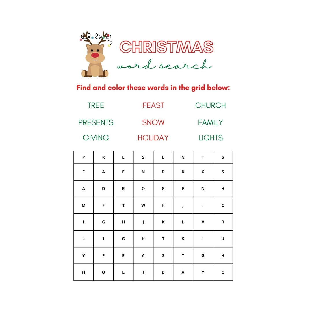 Christmas Games Printable Word Search | Kid Games | Instant Download ...