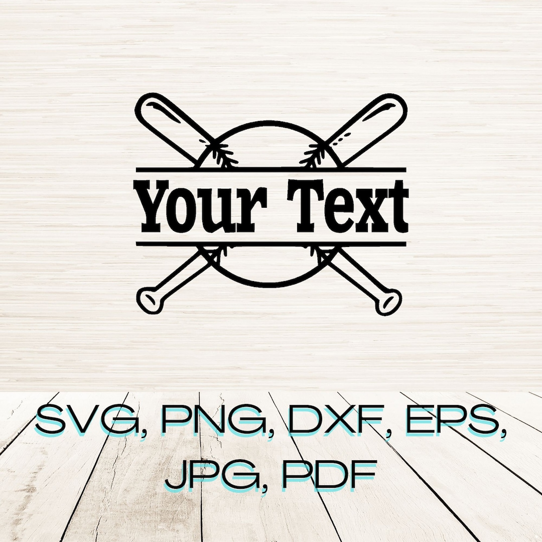 Split Monogram Baseball and Bat Art Svg Dxf Png Eps Instant Digital ...
