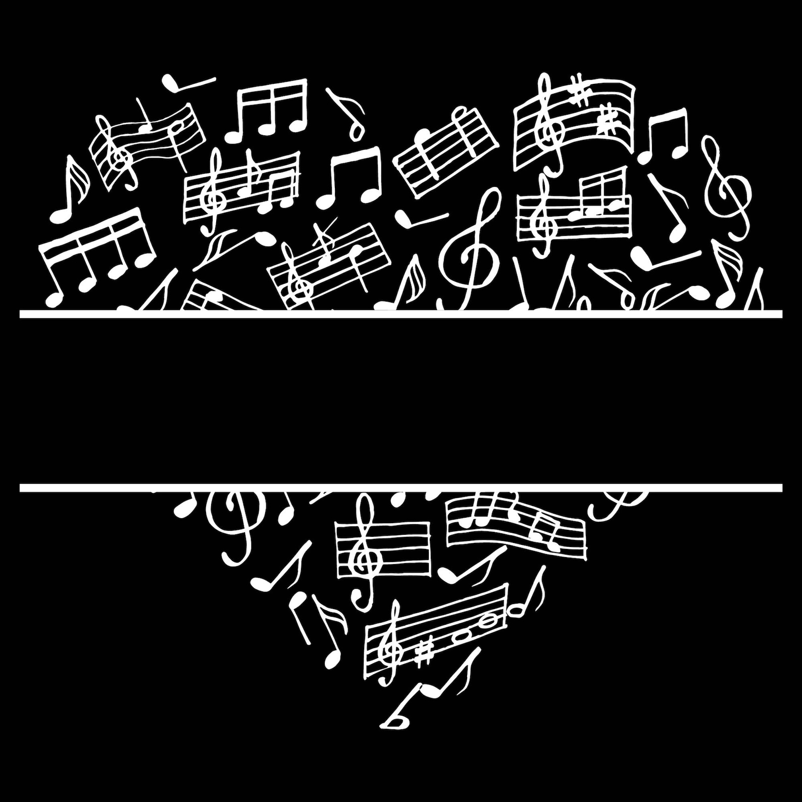 Split Monogram Music Notes Silhouette Svg Png Instant Digital Download ...