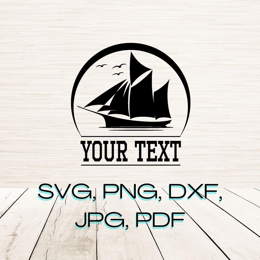 Split Monogram Sailboat Art Svg Dxf Png Instant Digital Download, Name ...