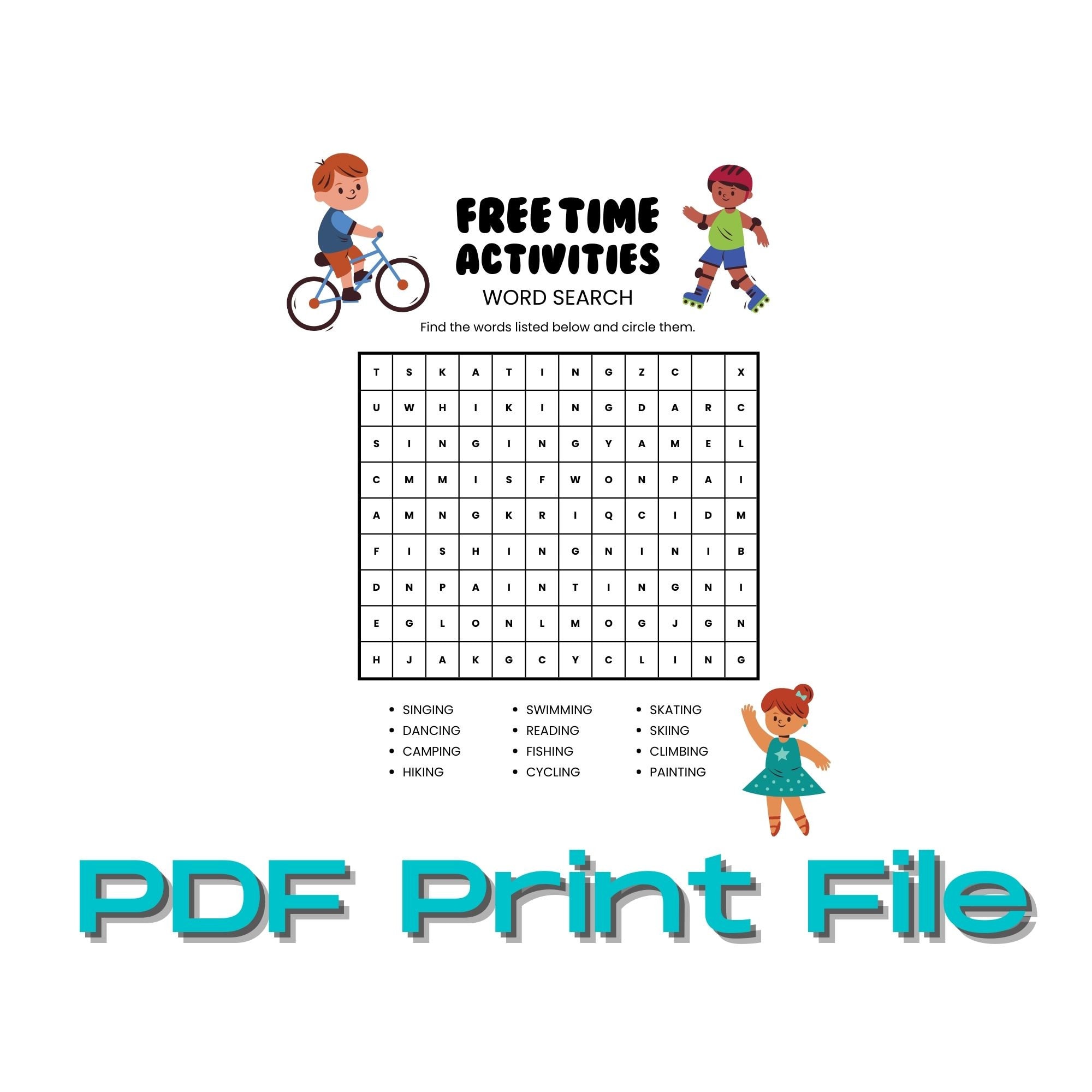 Kid's Word Search PDF Instant Digital Download Printable Download ...