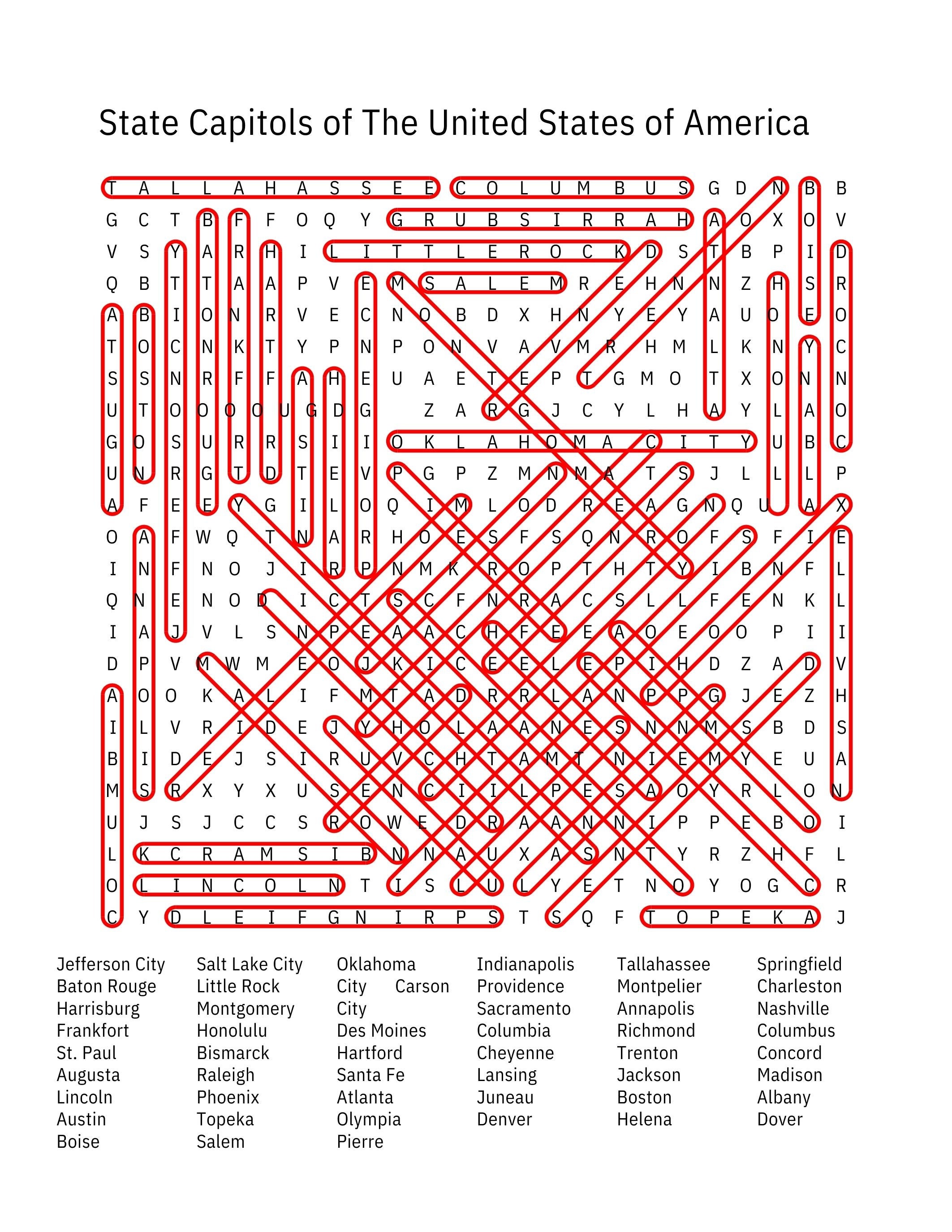Kids US State Capitol Word Search PDF Instant Digital Download - Etsy