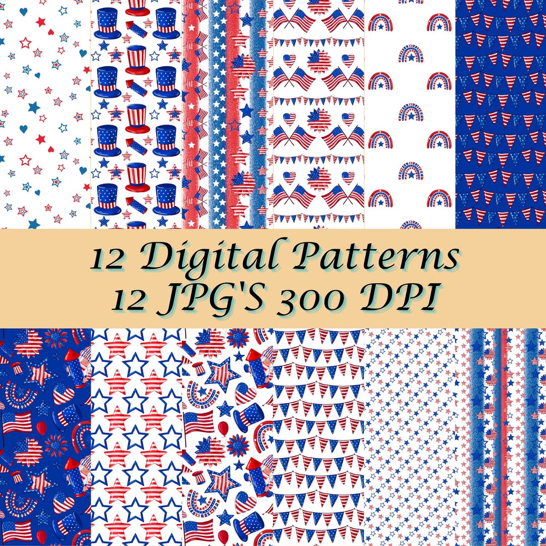 Patriotic Digital Paper Designs Digital Backgrounds Scrapbook Paper ...