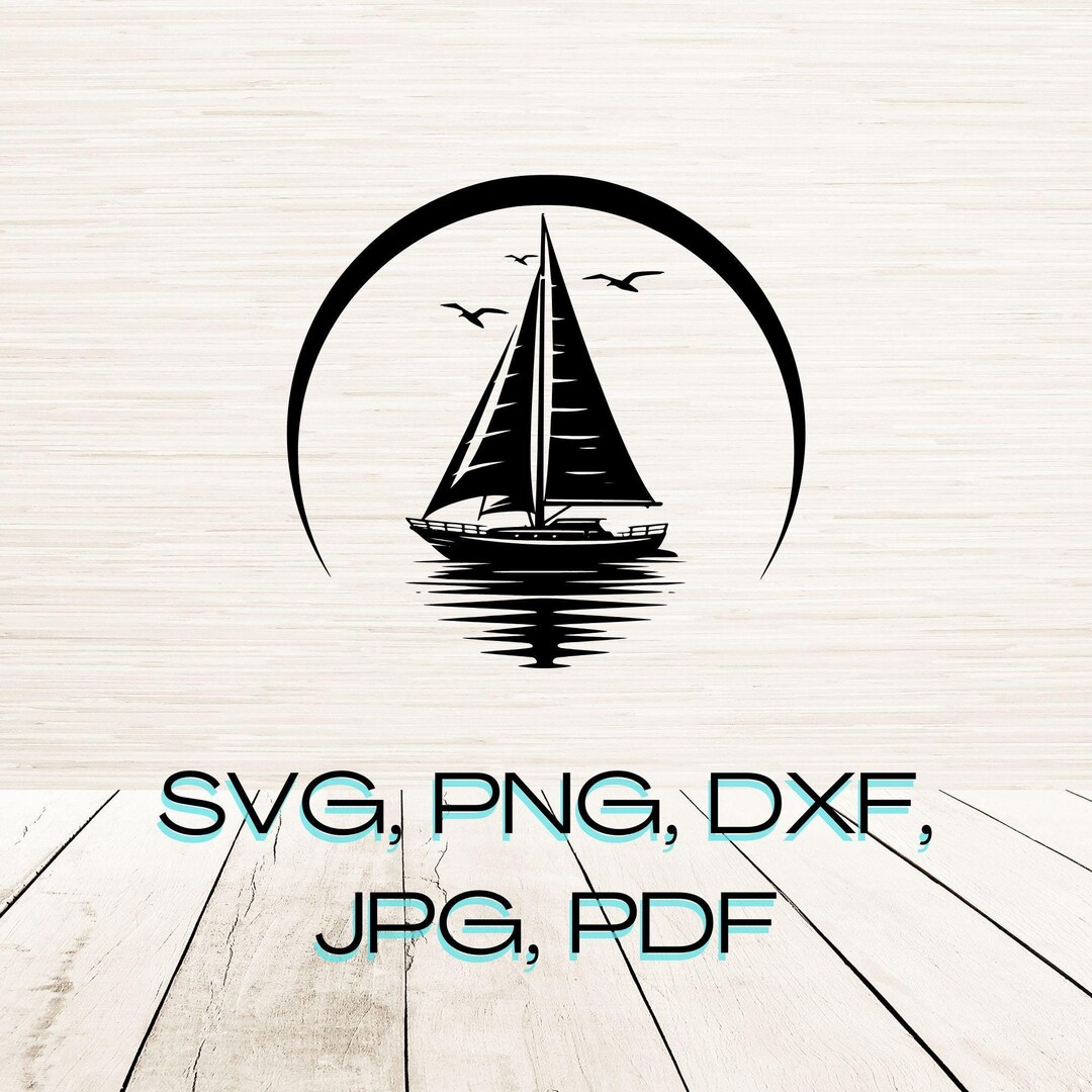 Sailboat Art SVG PNG Dxf Instant Digital Download, Silhouette Clipart ...