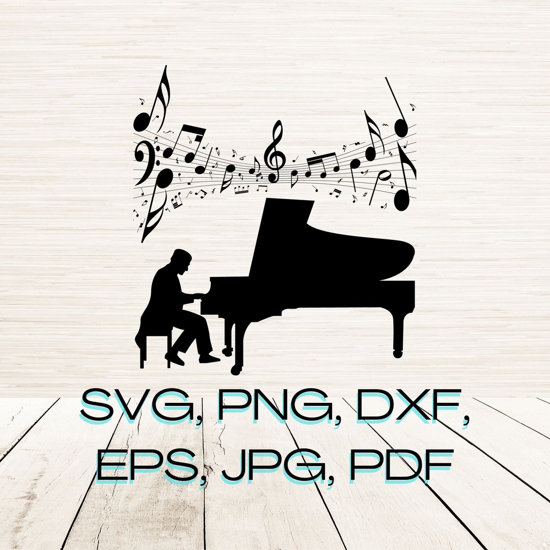 Piano Player Svg Dxf Png Eps Instant Digital Download | Outline ...