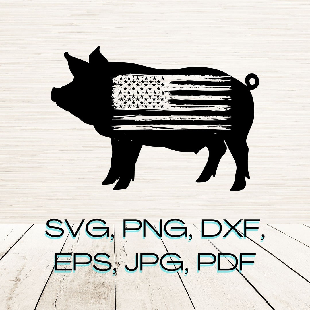 Pig and Flag Svg Dxf Eps Png Instant Digital Download | Clipart Decal ...