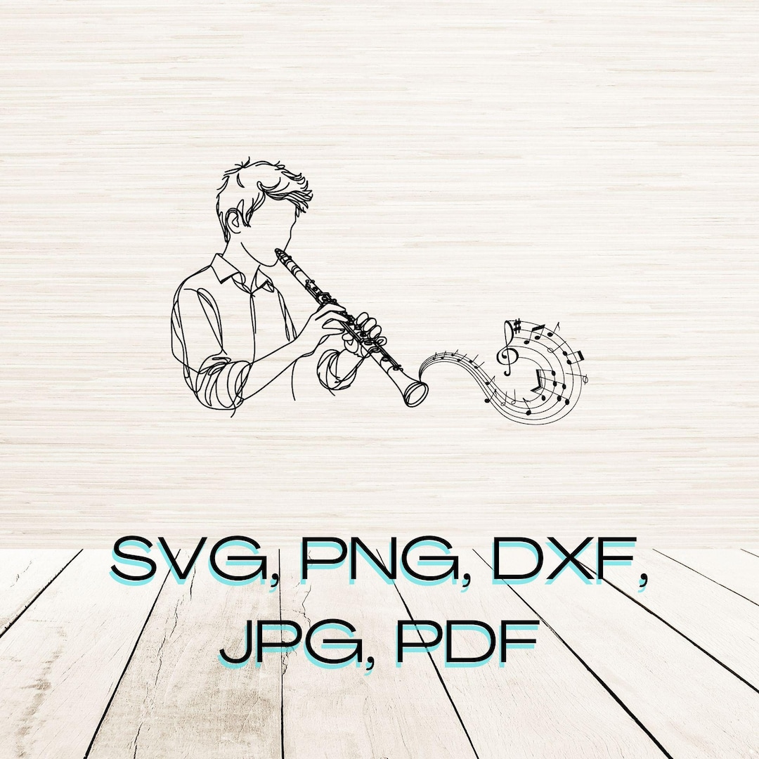 Boy Playing Clarinet Svg Dxf Png Instant Digital Download, Outline ...