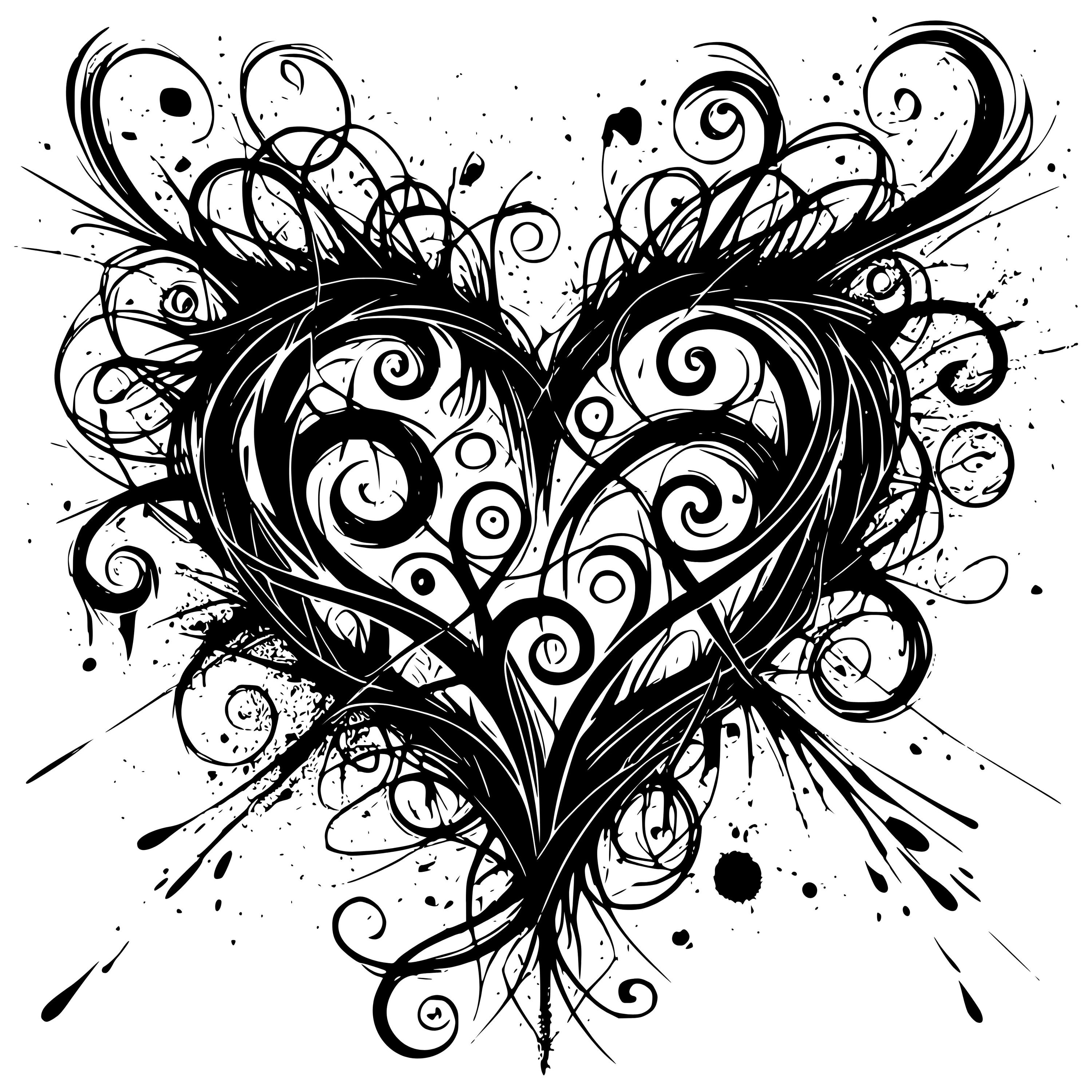 Crazy Heart Design Svg Png Instant Digital Download, Silhouette Clipart ...