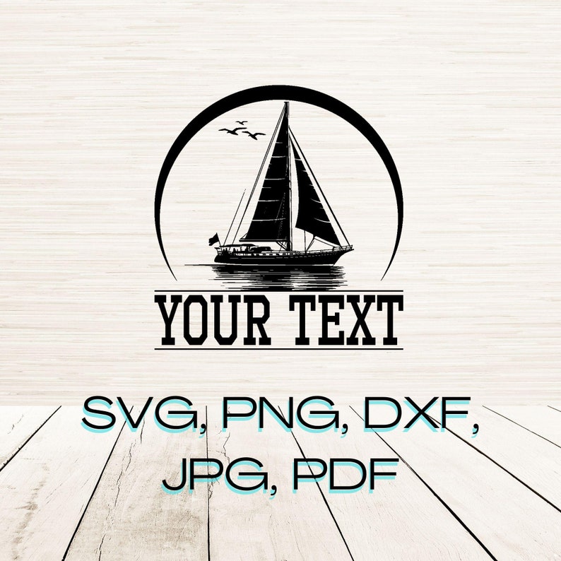 Split Monogram Sailboat Art Svg Dxf Png Instant Digital Download, Name ...