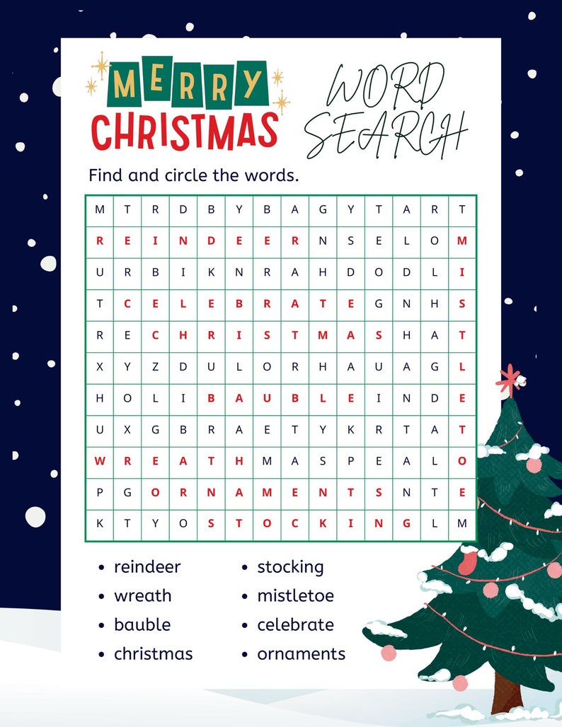 Christmas Word Search Printable Download | PDF Instant Digital Download ...