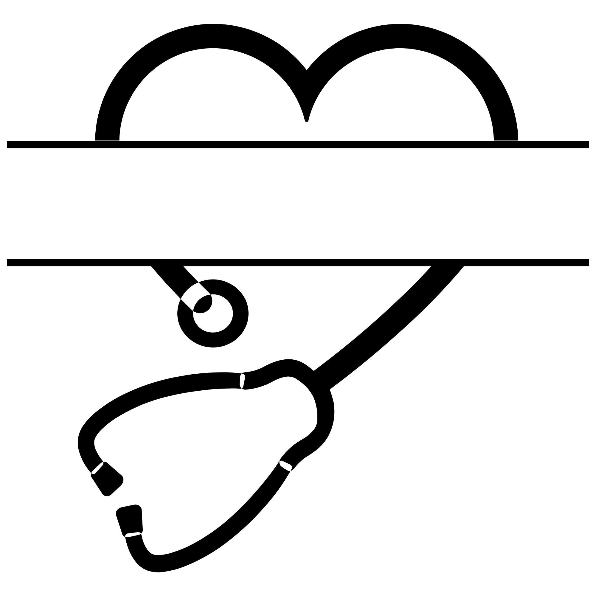 Split Monogram Stethoscope Art Svg Dxf Png Eps Instant Digital Download ...