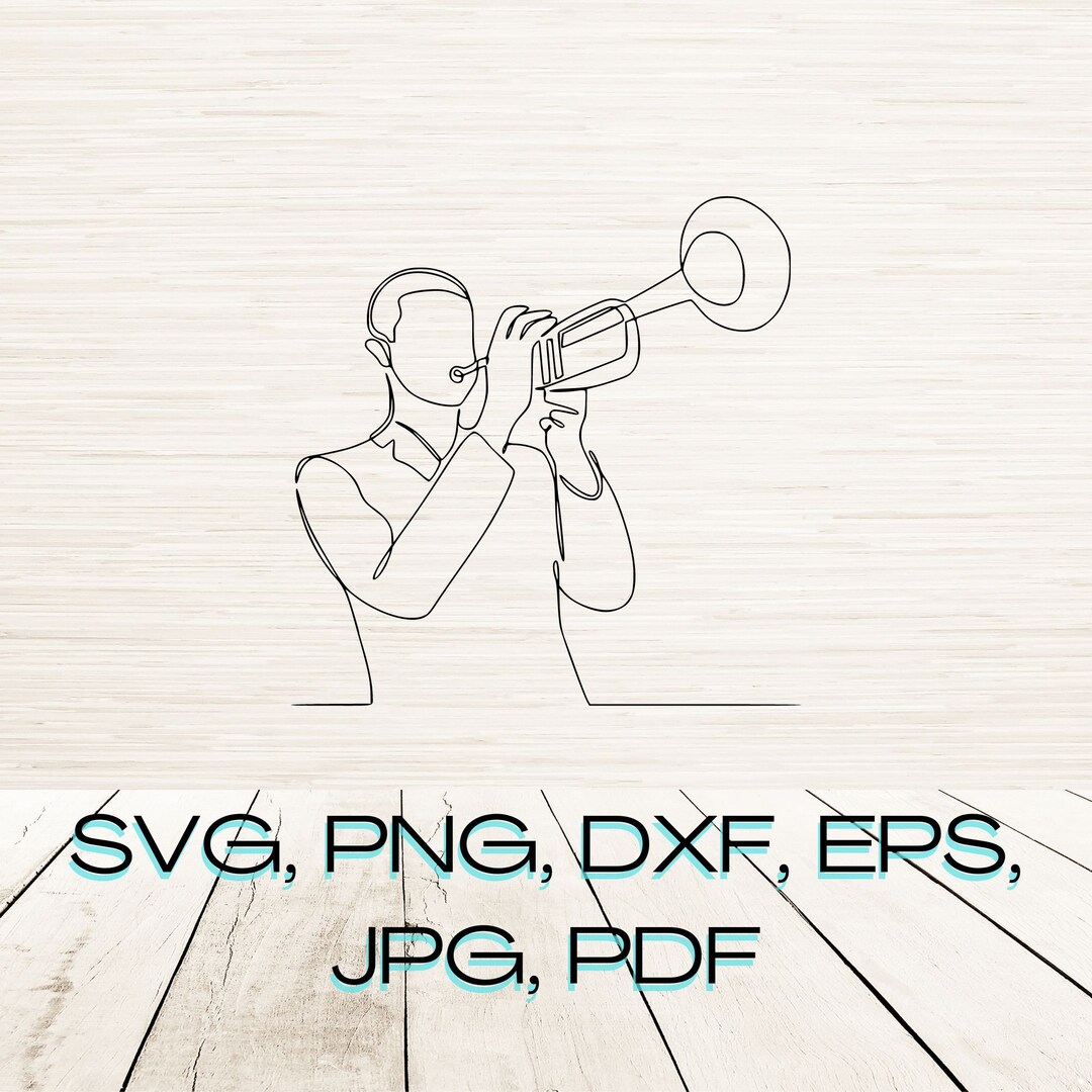 Minimalist Trumpet Player Art Svg Dxf Png Eps Pdf Jpg Instant Digital ...